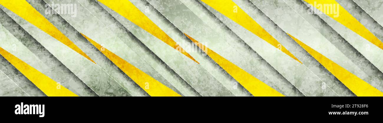 Yellow grey geometric stripes abstract tech grunge background. Vector ...