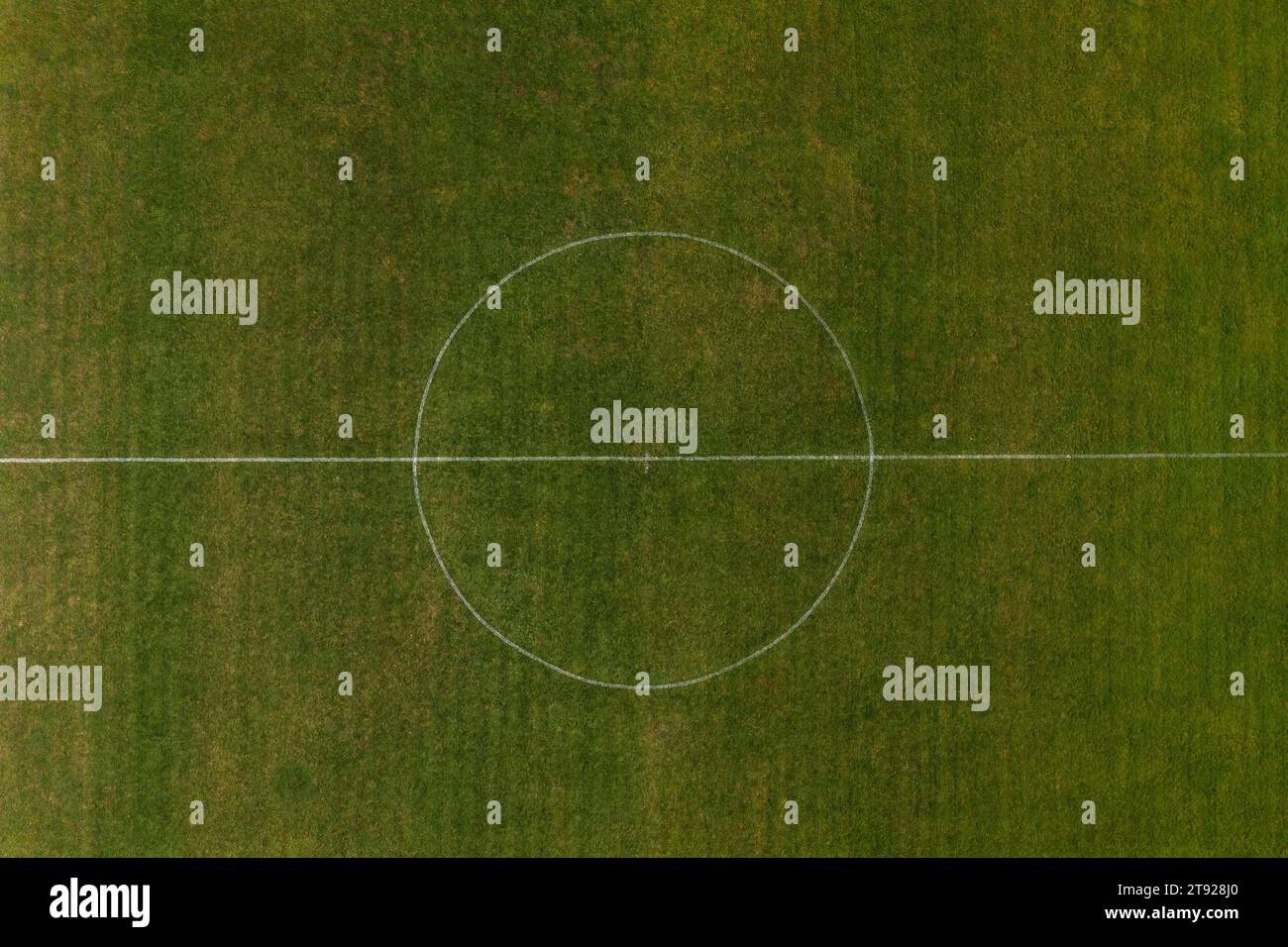 Drone view of the centre circle on a football pitch, Tauplitz, Styria ...