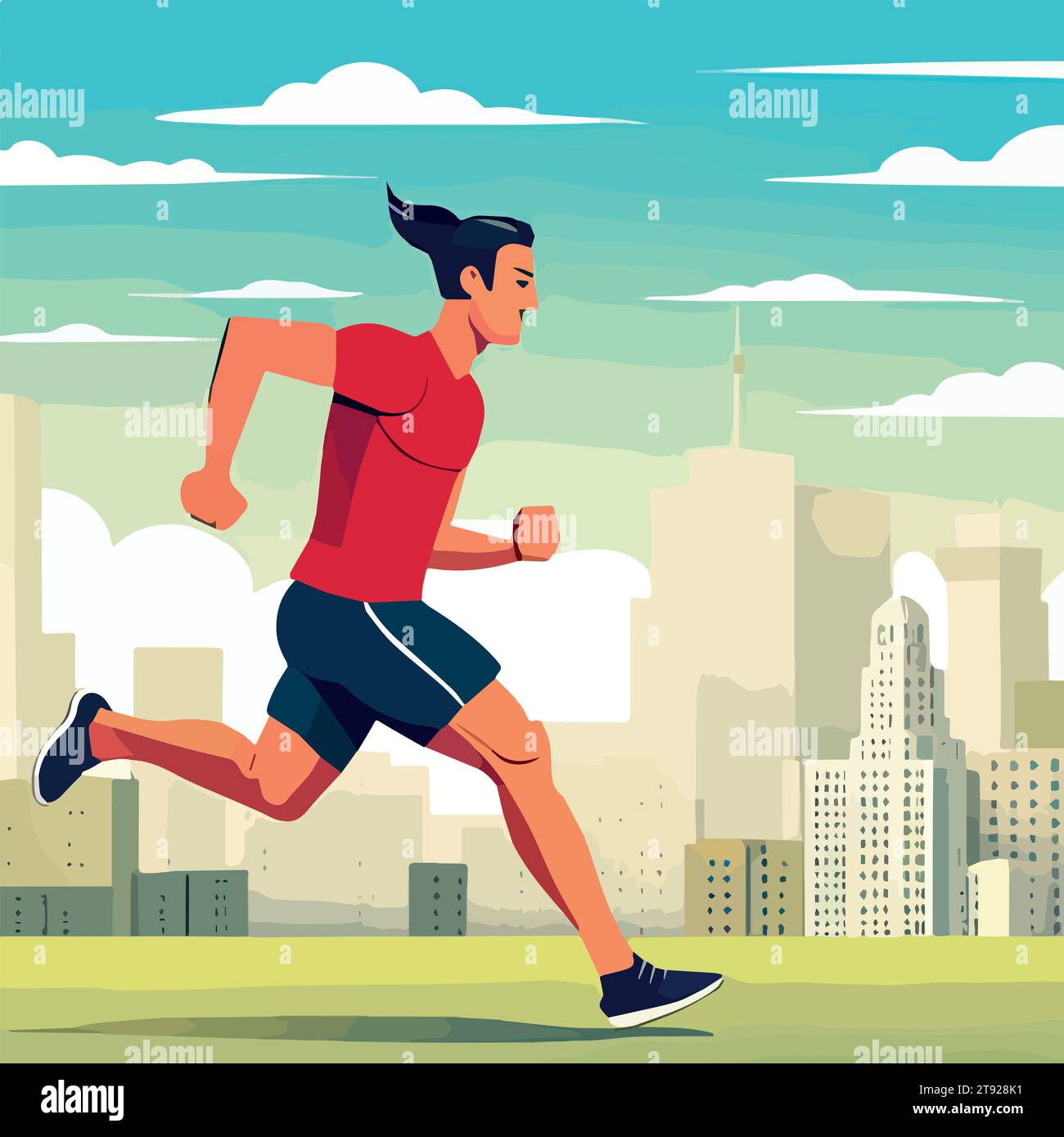 Man goes in for sports runs in morning in city. Active lifestyle in ...