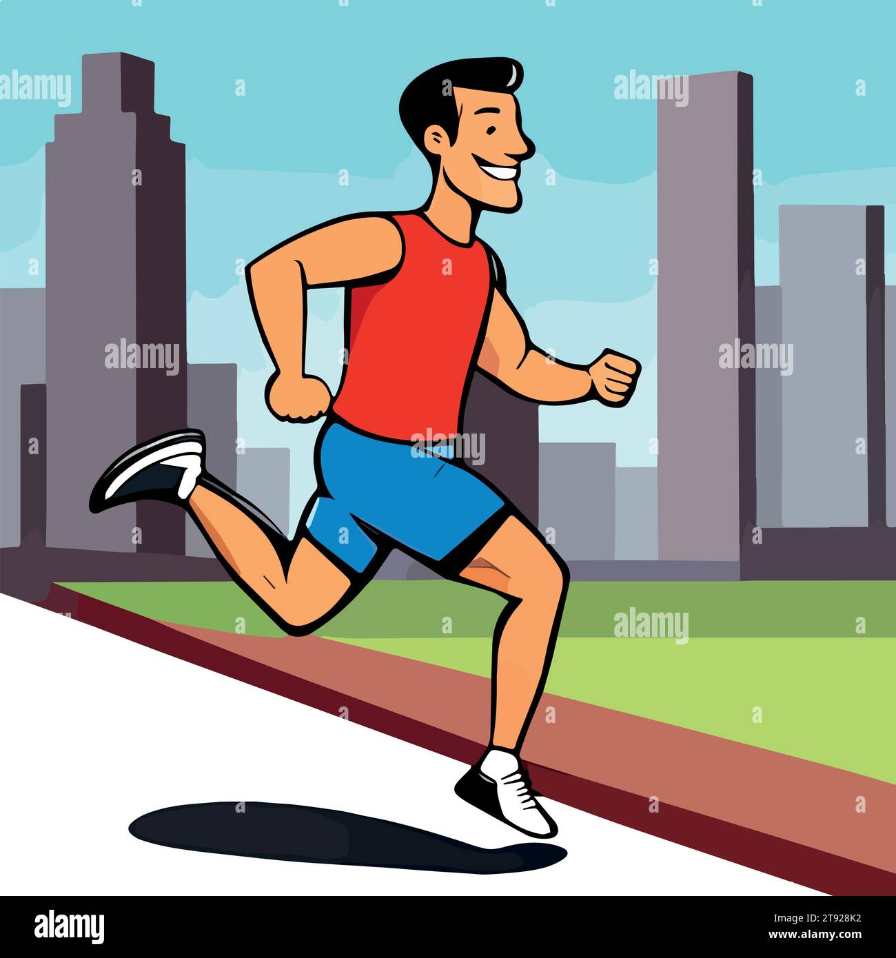 Man goes in for sports runs in morning in city. Active lifestyle in ...