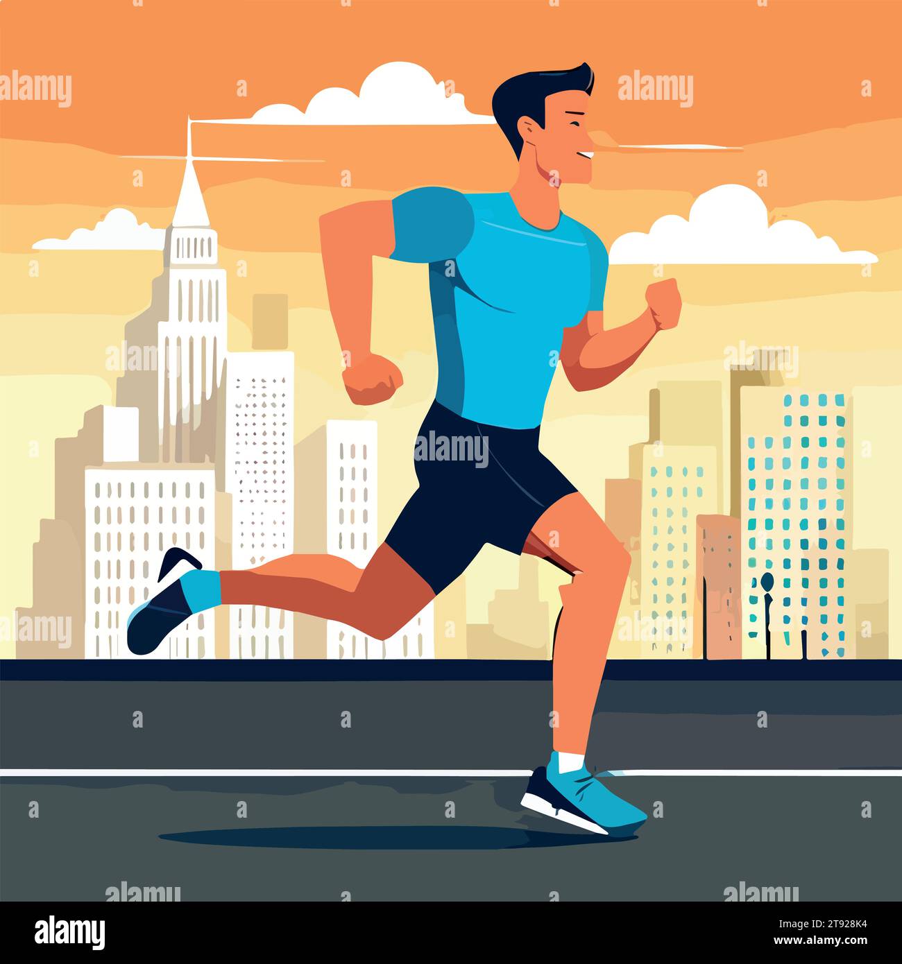 Man goes in for sports runs in morning in city. Active lifestyle in ...
