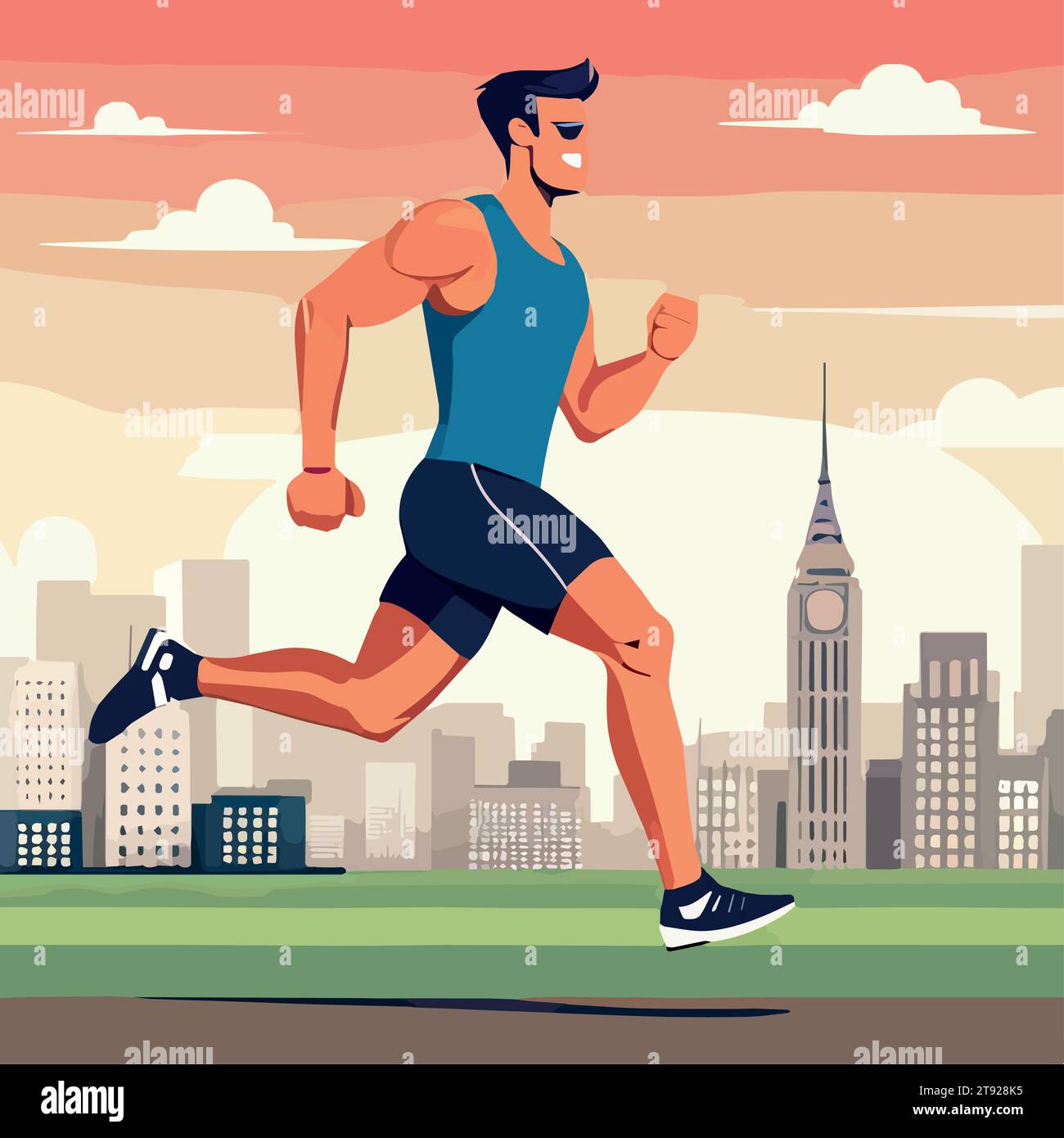 Man goes in for sports runs in morning in city. Active lifestyle in ...