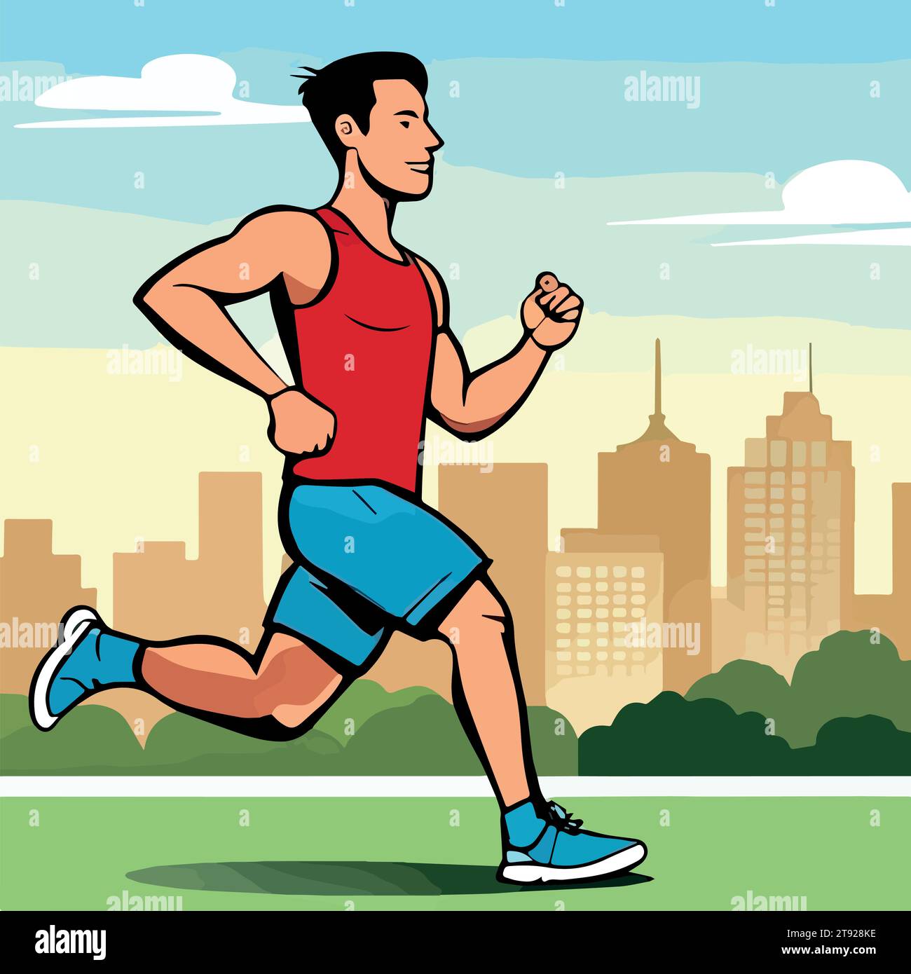 Man goes in for sports runs in morning in city. Active lifestyle in ...