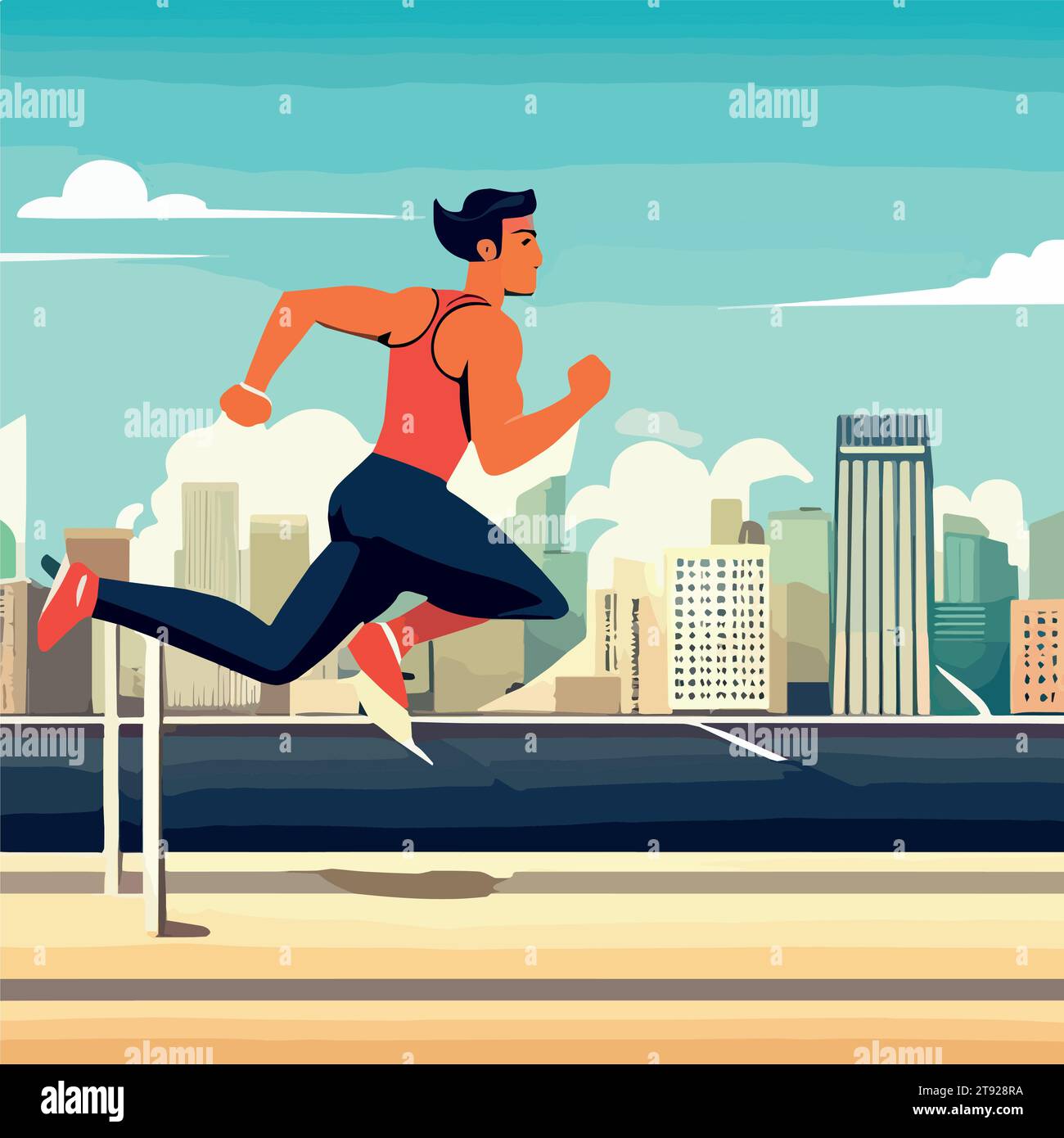 Man goes in for sports runs in morning in city. Active lifestyle in ...