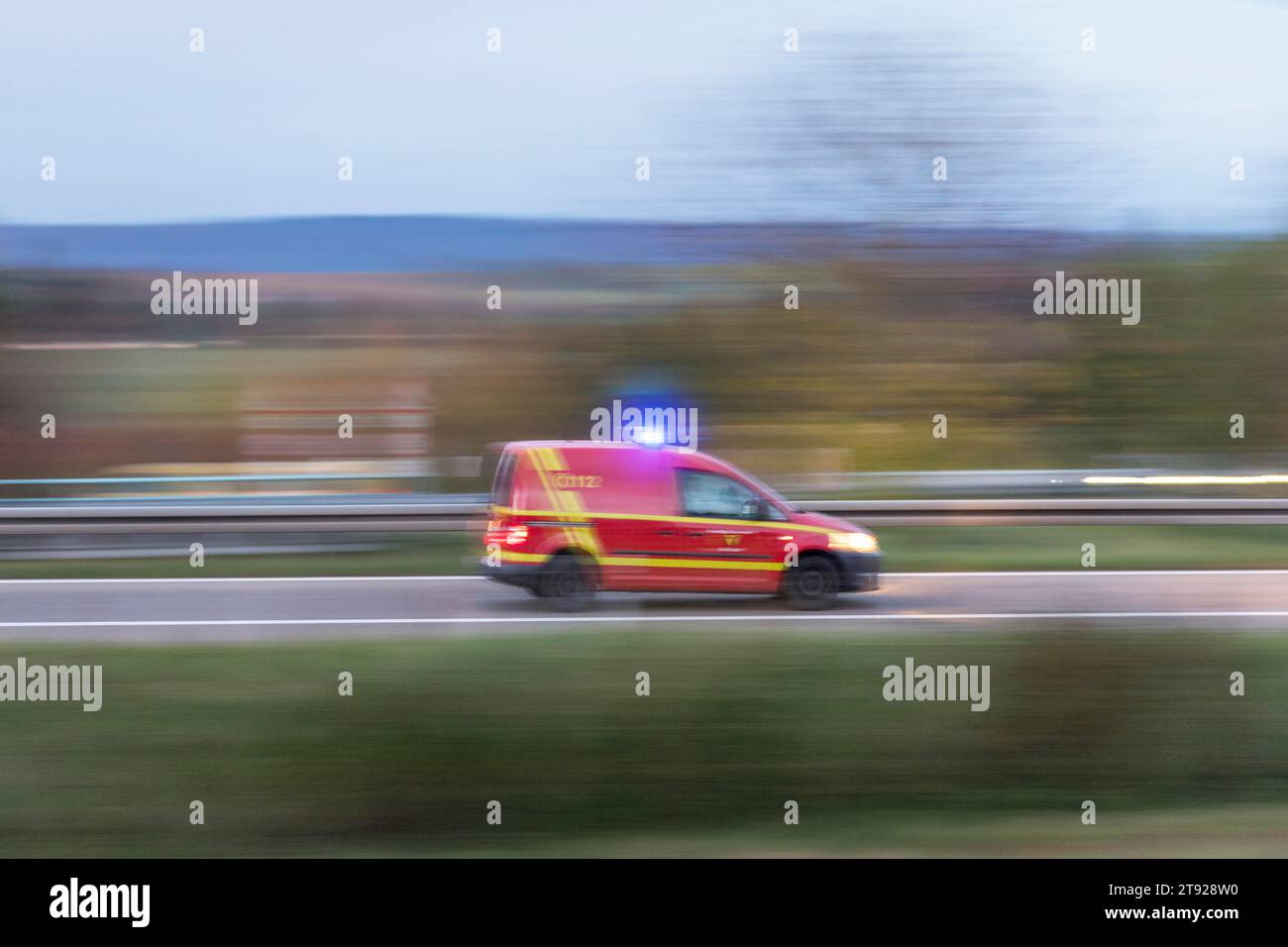 Fire engine in action, emergency vehicle, Rems-Murr district, Baden ...