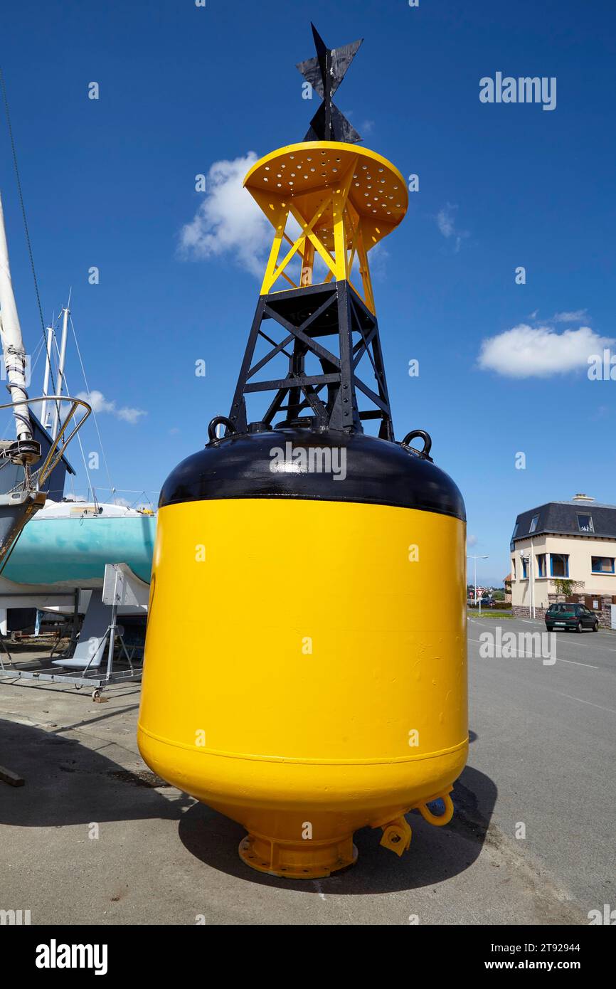 A buoy, sea mark in the harbour of Paimpol, Cotes-d'Armor, Brittany ...