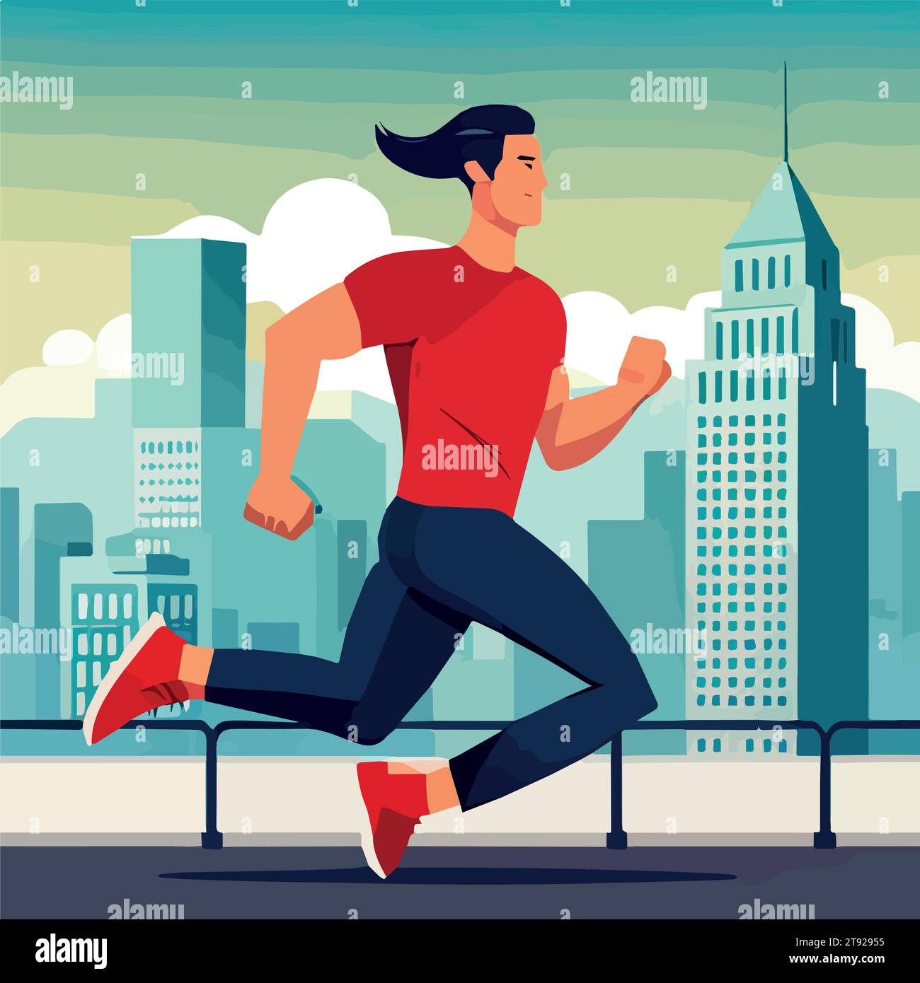 Young man jogging by building Stock Vector Images - Alamy