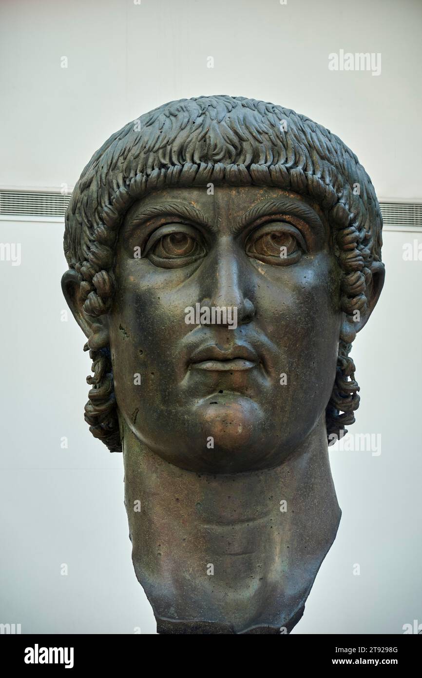 Head of the bronze colossal statue of Constantine, Capitoline Museums ...