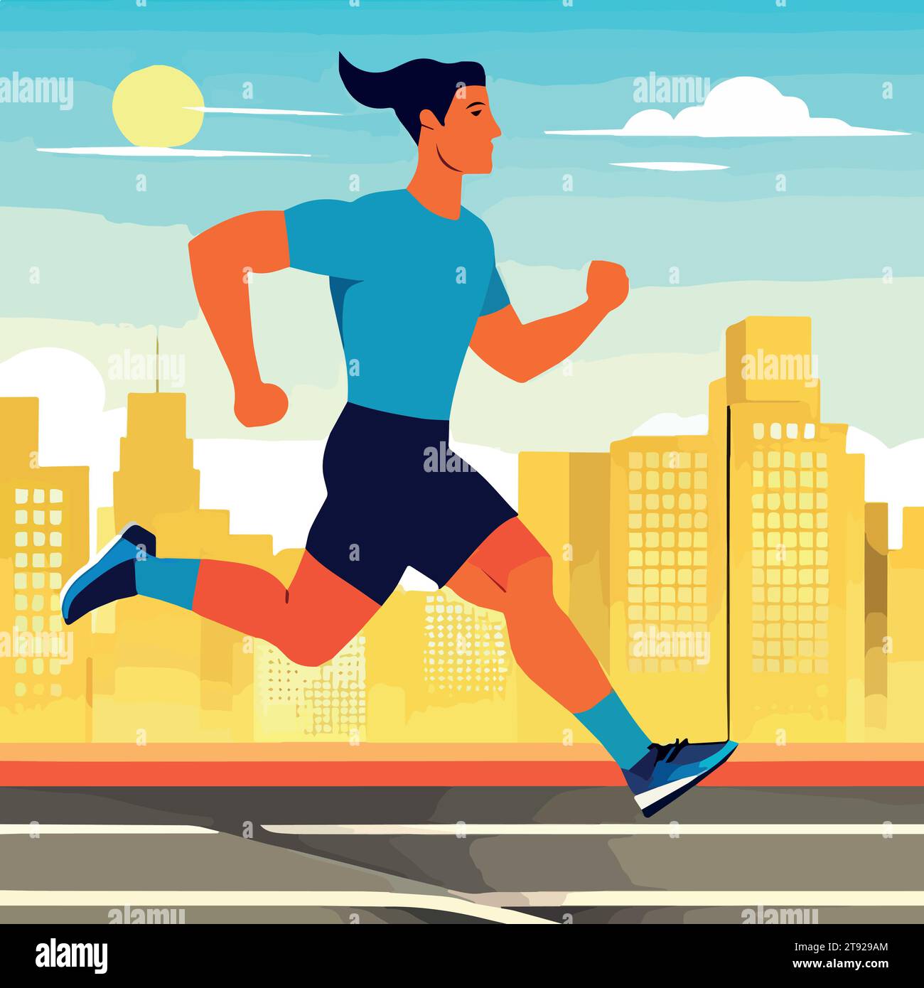 Man goes in for sports runs in morning in city. Active lifestyle in ...