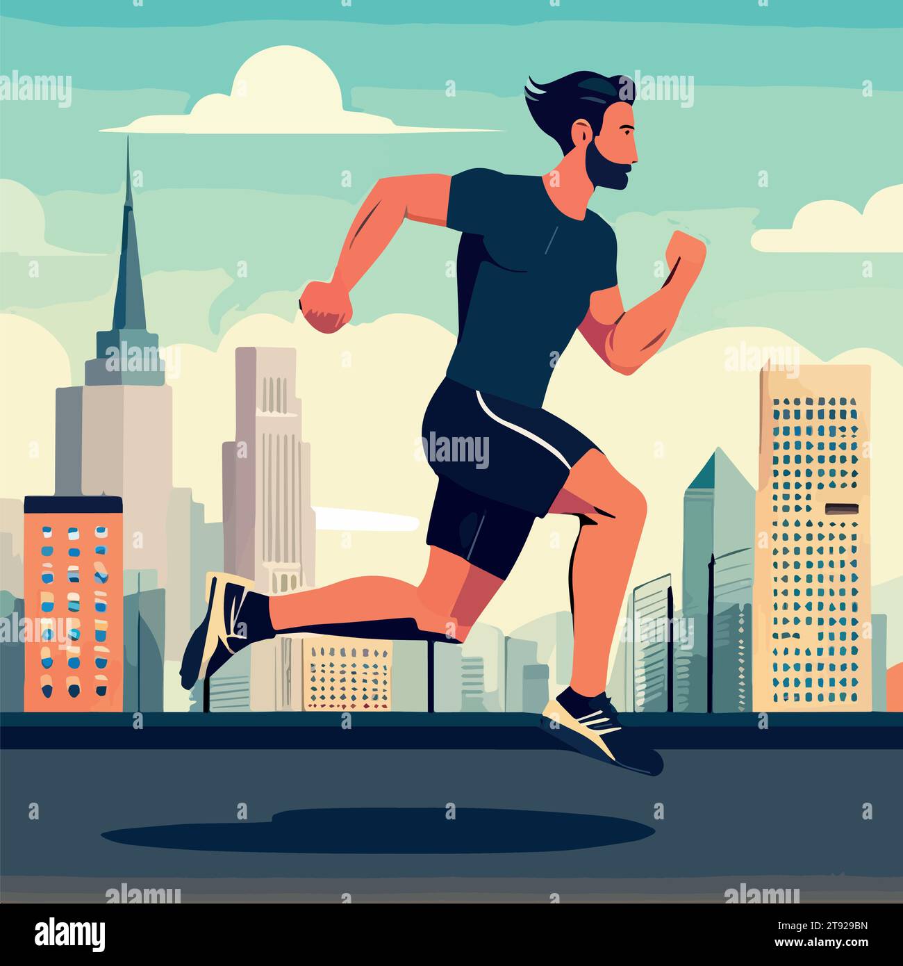 Man goes in for sports runs in morning in city. Active lifestyle in ...