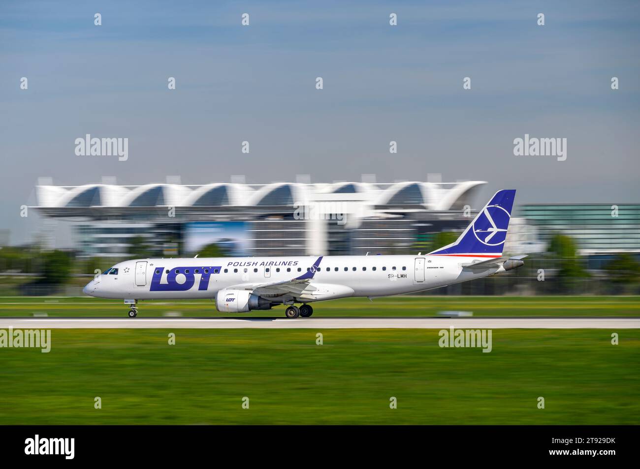 Munich, Germany - September 02. 2023 : LOT Polish Airlines Embraer ERJ ...