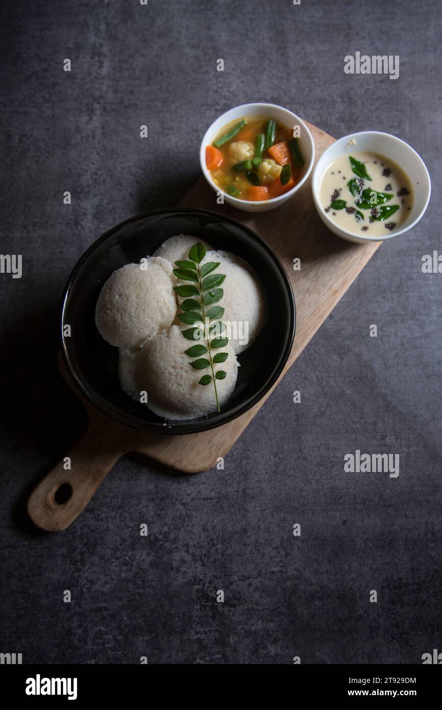 Popular South Indian snacks idli sambar or idly sambhar prepared by ...