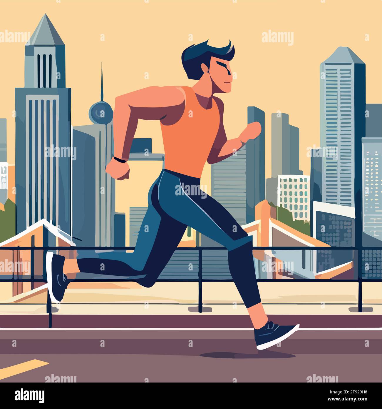 Cartoon illustration determined man walking hi-res stock photography ...