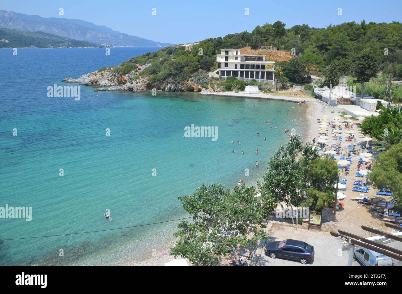 Greece, North Aegean, Samos island the Vathy port town and neoclassical ...