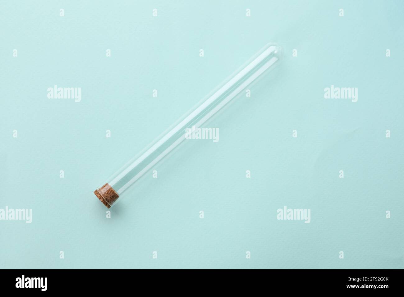 Test tube on turquoise background, top view. Laboratory glassware Stock ...
