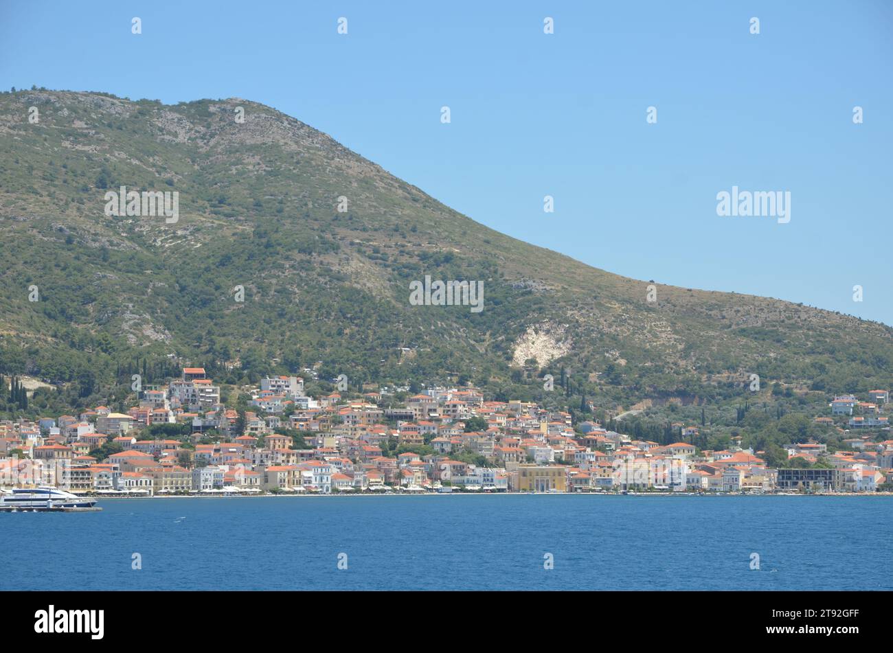 Greece, North Aegean, Samos island the Vathy port town and neoclassical ...