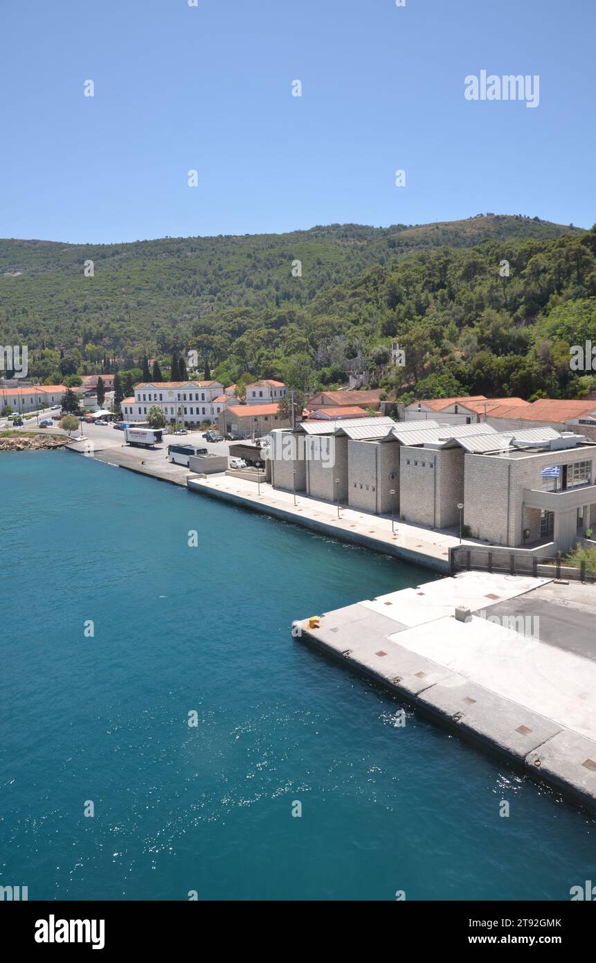 Greece, North Aegean, Samos island the Vathy port town and neoclassical ...