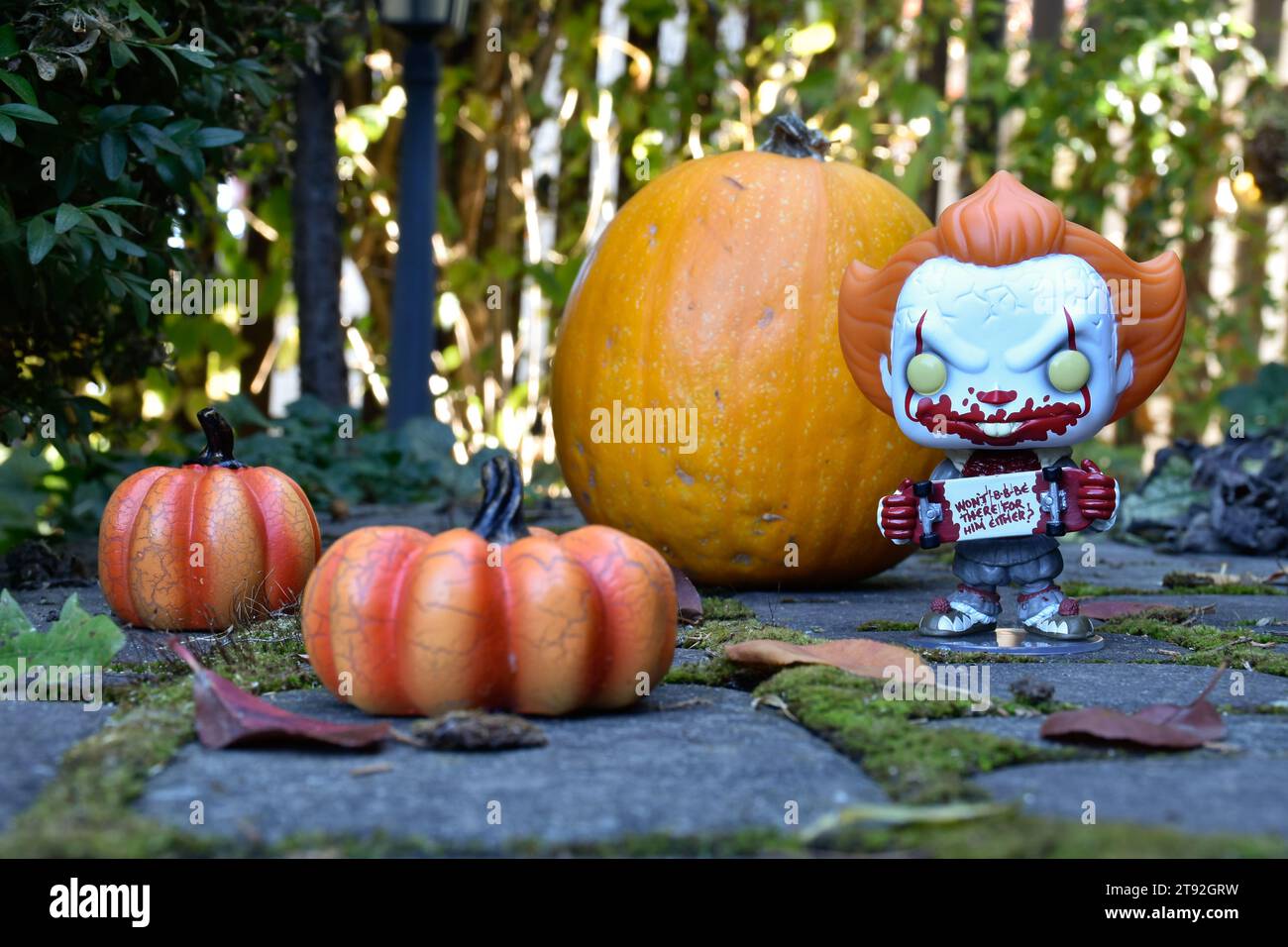 Funko Pop action figure of Pennywise evil clown with bloody skateboard ...