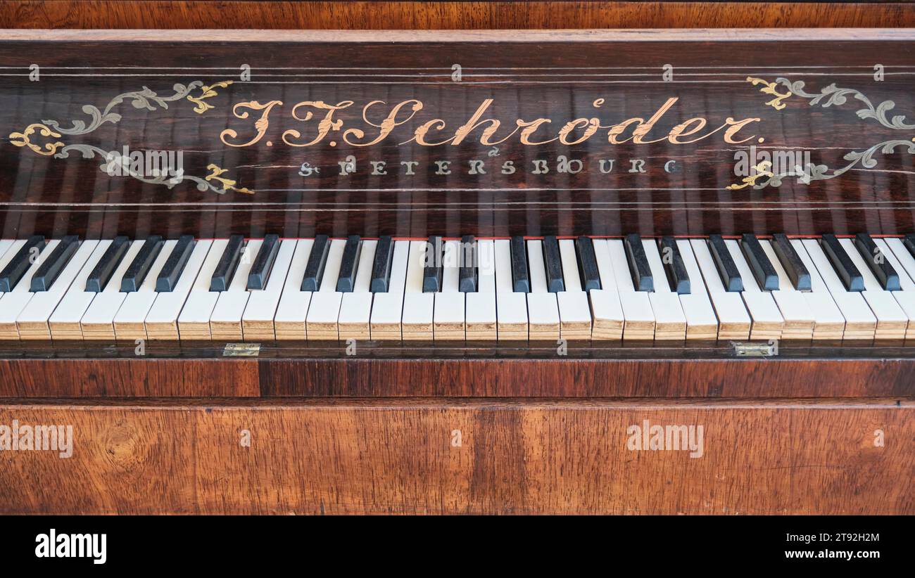 Yelabuga, Russia - June 18, 2023: Close-up of vintage musical keyboard ...