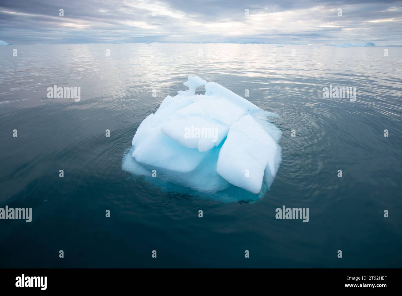 Arctic nature landscape with icebergs in Antarctica with midnight sun ...