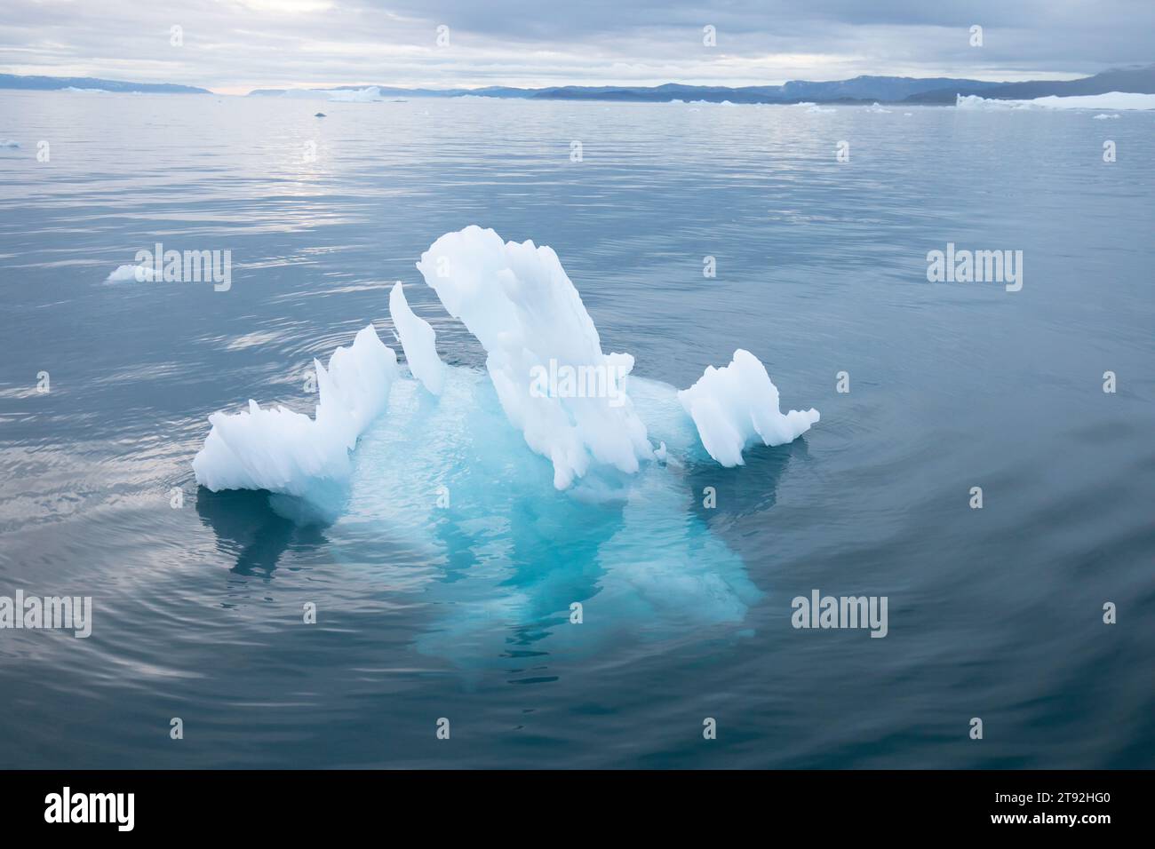 Arctic nature landscape with icebergs in Antarctica with midnight sun ...