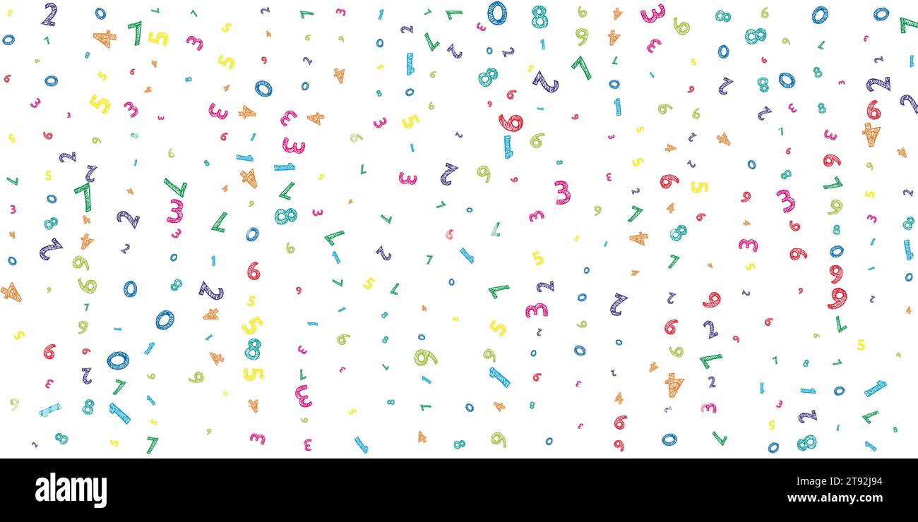 Falling colorful messy numbers. Math study concept with flying digits ...