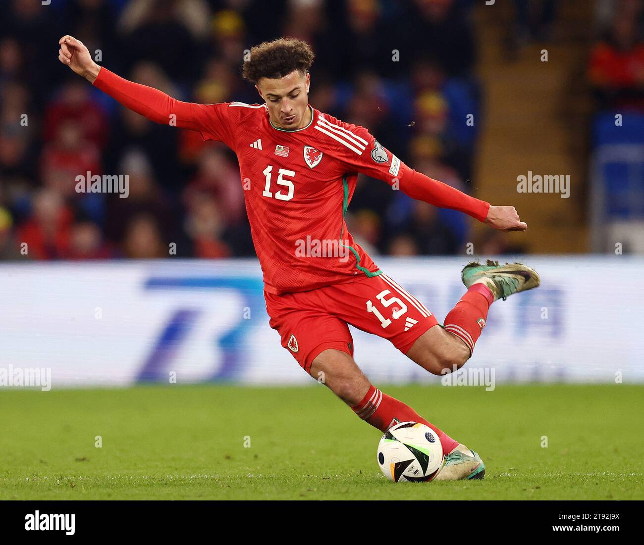 Cardiff, UK. 21st Nov, 2023. Ethan Ampadu of Wales during the UEFA ...