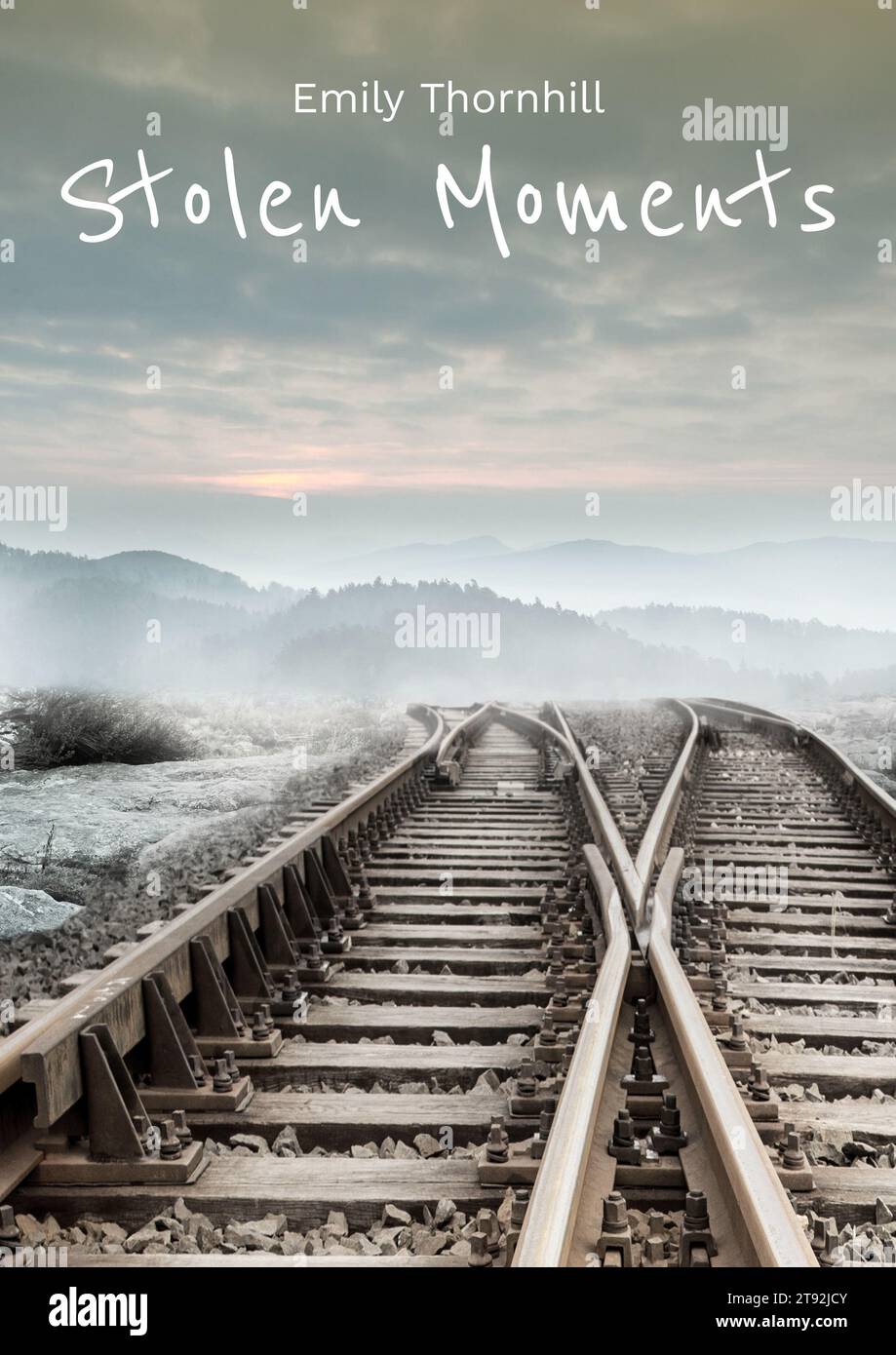 Composite of stolen moments emily thornhill text over landscape with ...