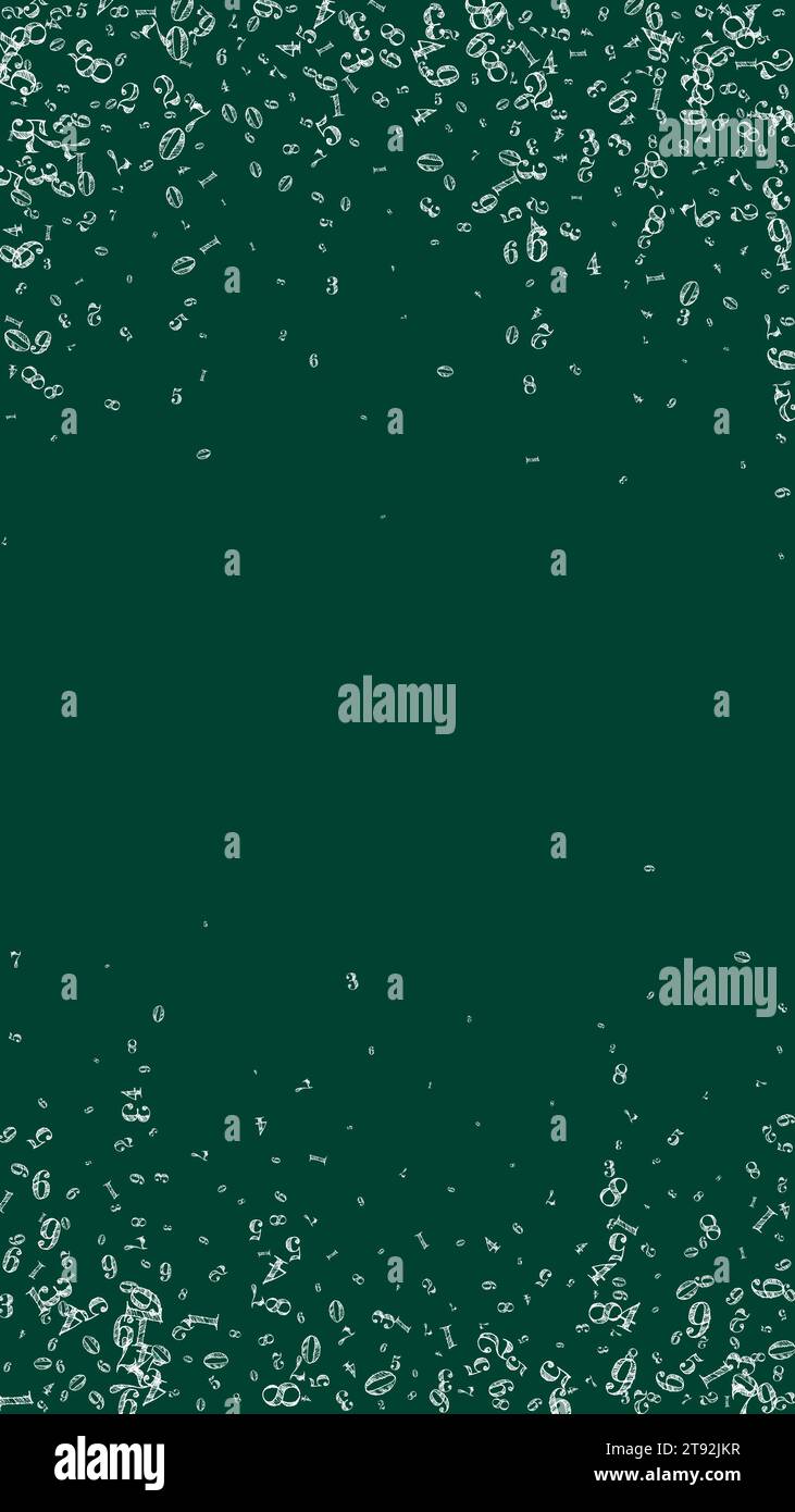 School math notebook cover. White chalk numbers floating in the air ...