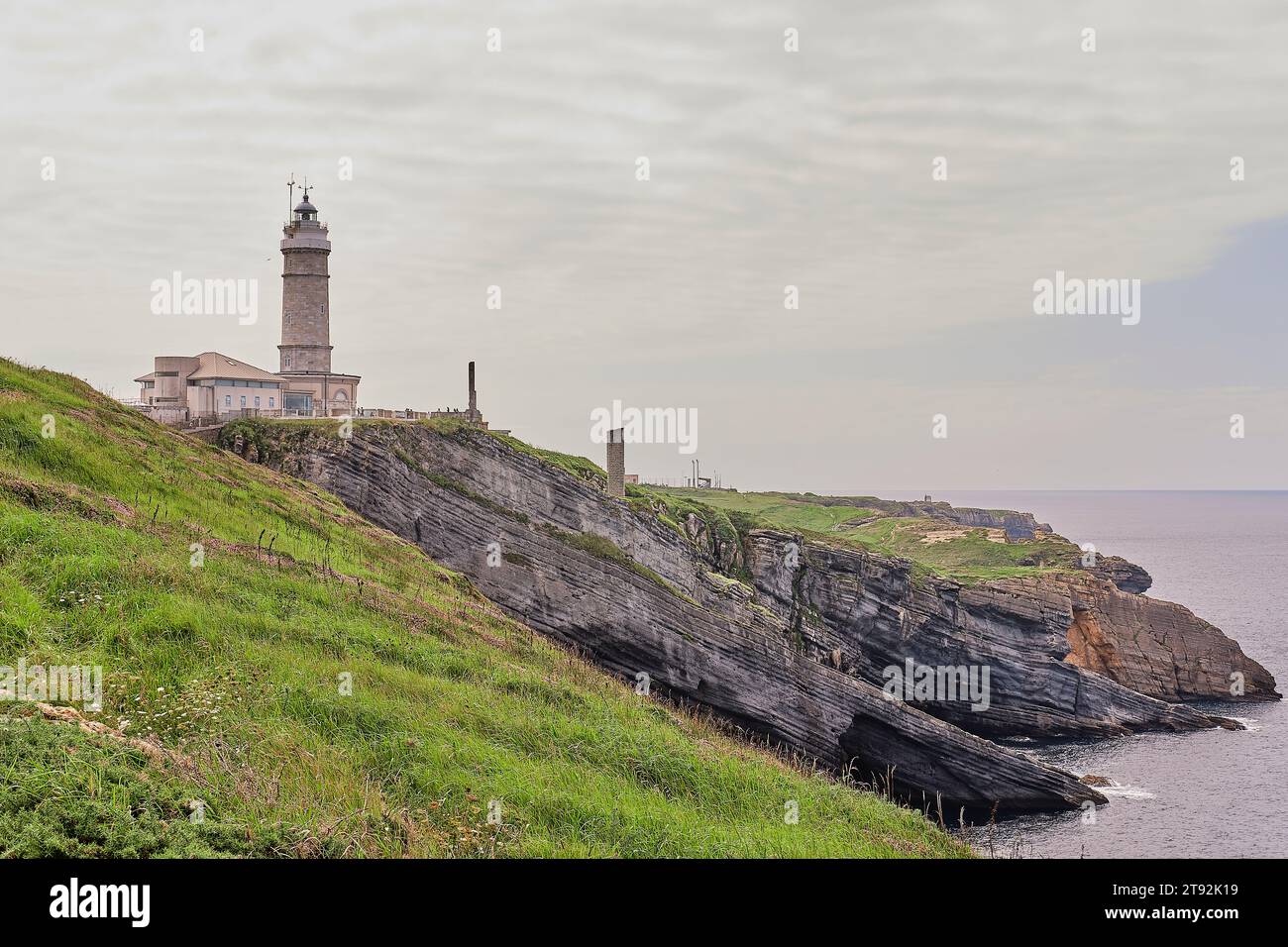 Image of the Cabo Mayor lighthouse in Cantabria, Spain. a beautiful ...