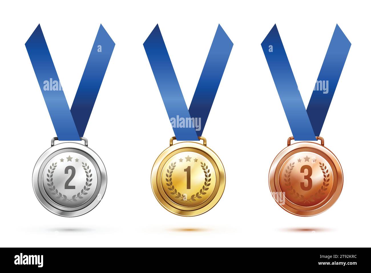 Sports medals. Golden silver bronze medal with red ribbon. Champion ... Sports medals. Golden silver bronze medal with red ribbon. Champion ...