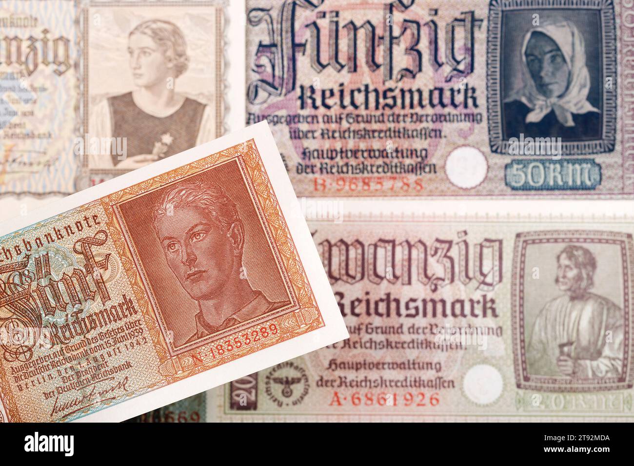 Old German money - Reichsmark a business background Stock Photo - Alamy