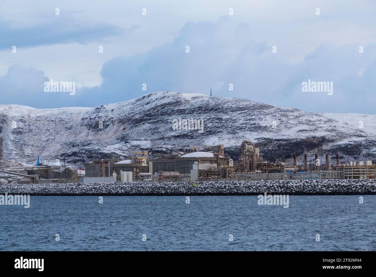 LNG liquefied natural gas processing plant at Muolkkut, Melkoya ...