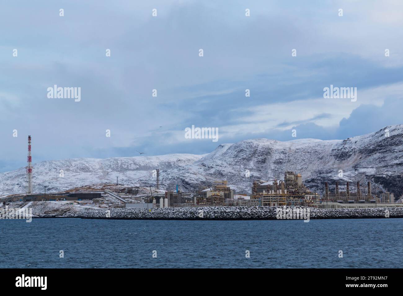 LNG liquefied natural gas processing plant at Muolkkut, Melkoya ...