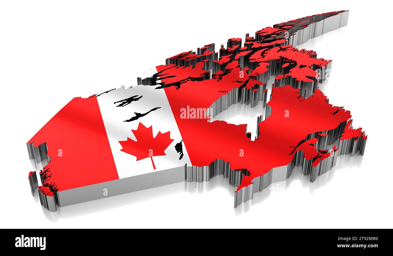 Canada - country borders and flag - 3D illustration Stock Photo - Alamy