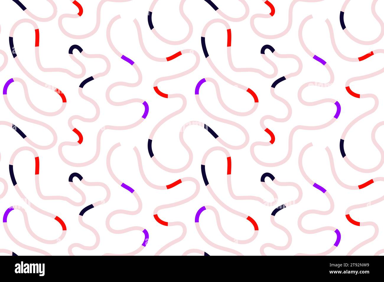 Naive seamless squiggle pattern with bright hand drawn lines on a light background. Creative ...