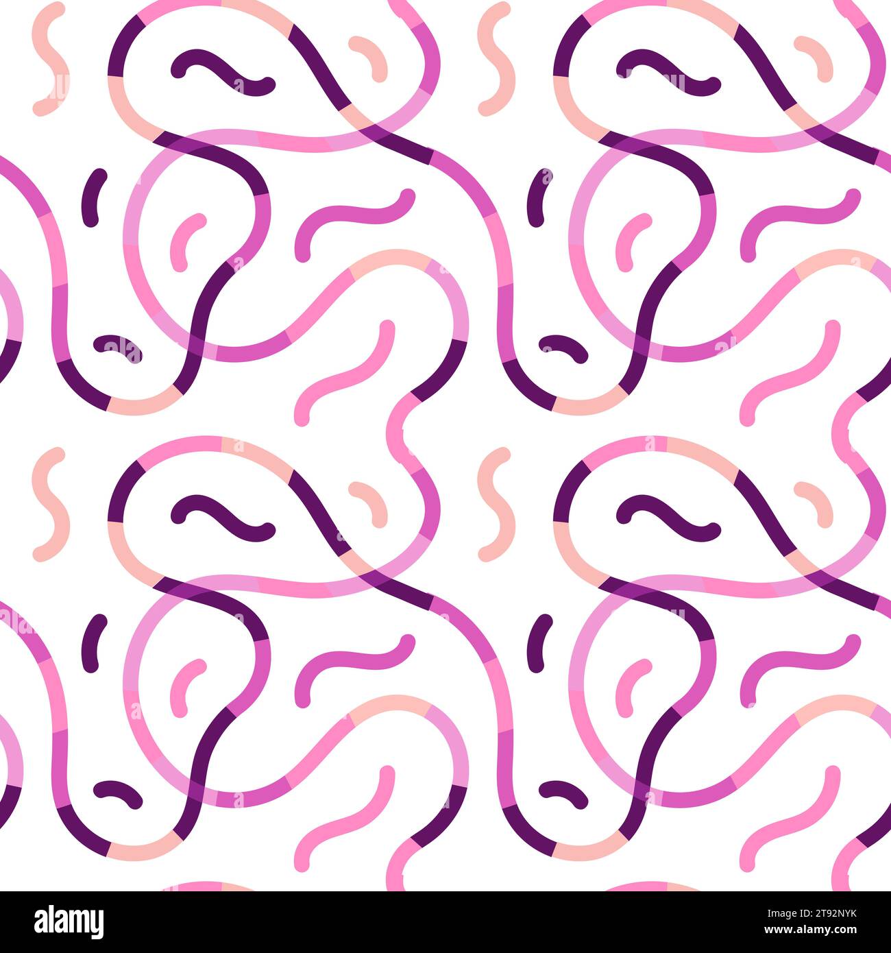 Naive seamless squiggle pattern with bright pink and purple wavy lines ...