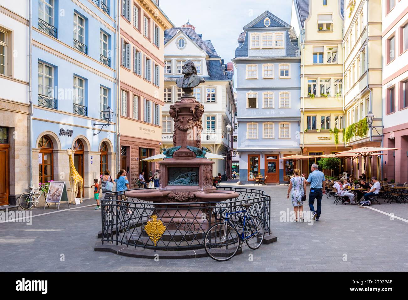 The Stoltze fountain stands on the Chicken Market square in the old ...