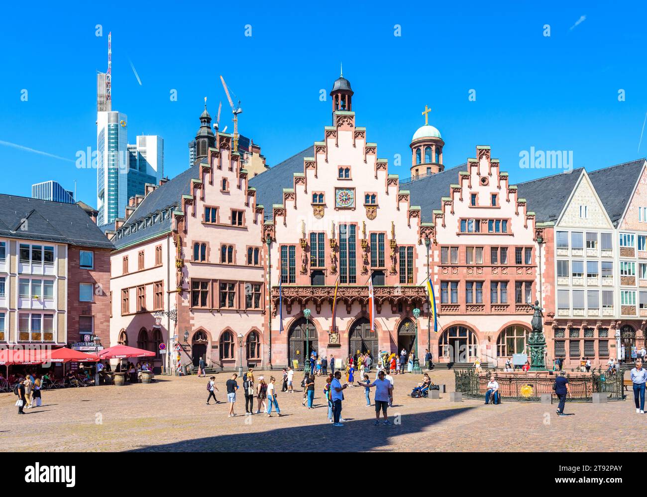 Facade of the Römer, city hall of Frankfurt am Main, Germany, with the ...