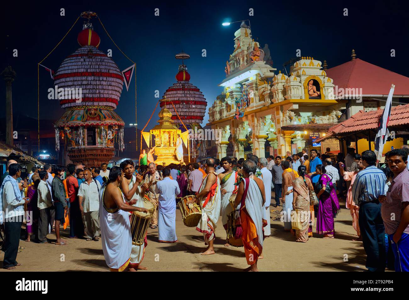 A crowd of people at a procession at Balakrishna Temple, Udupi ...