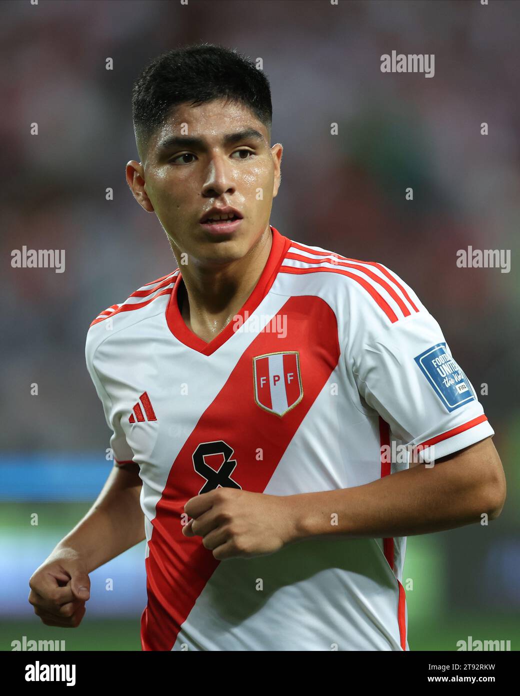 Lima, Peru. 21st Nov, 2023. Piero Quispe of Peru during the FIFA 2024 ...