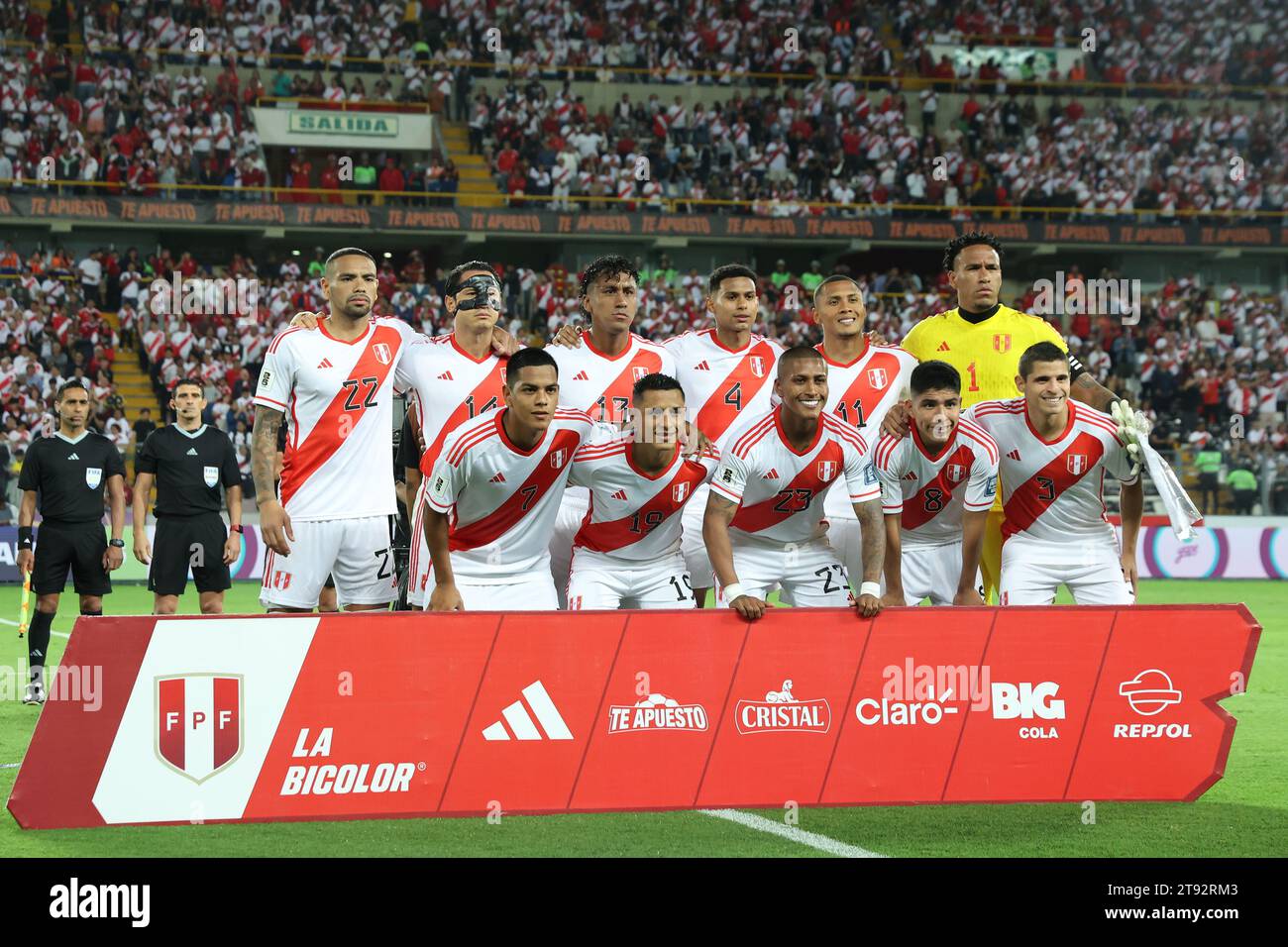 Lima, Peru. 21st Nov, 2023. Peru team group during the FIFA 2024 World Cup qualifying round ...