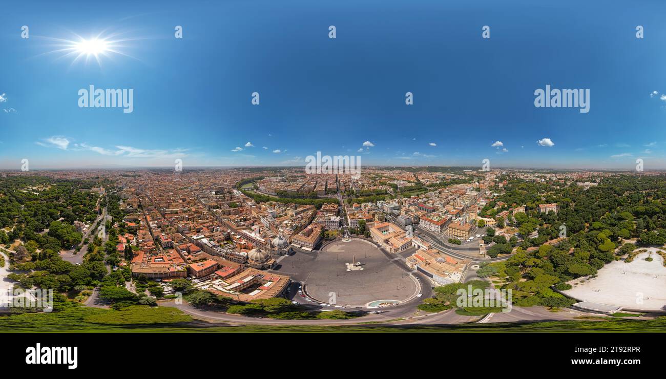 Rome cityscape aerial panorama of many buildings with orange roofs from ...