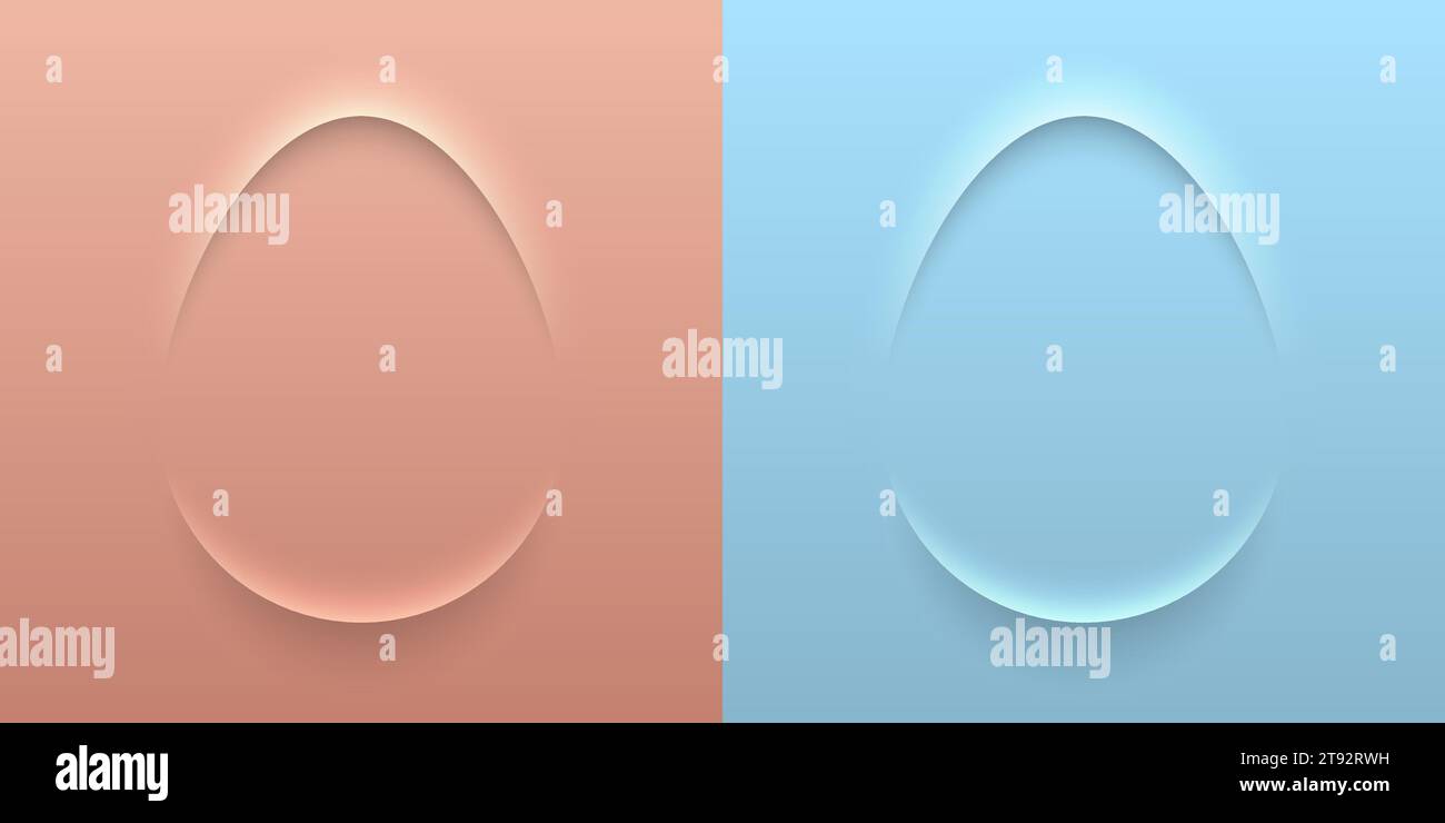 Easter minimalist greeting card pastel blue and pink soft 3D egg shape ...