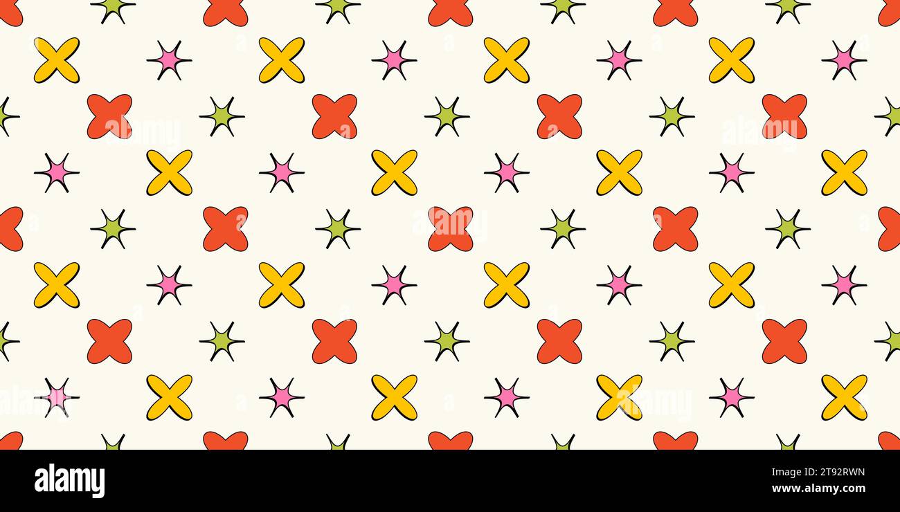 Geometric shapes and figures seamless pattern in trendy neobrutalism ...