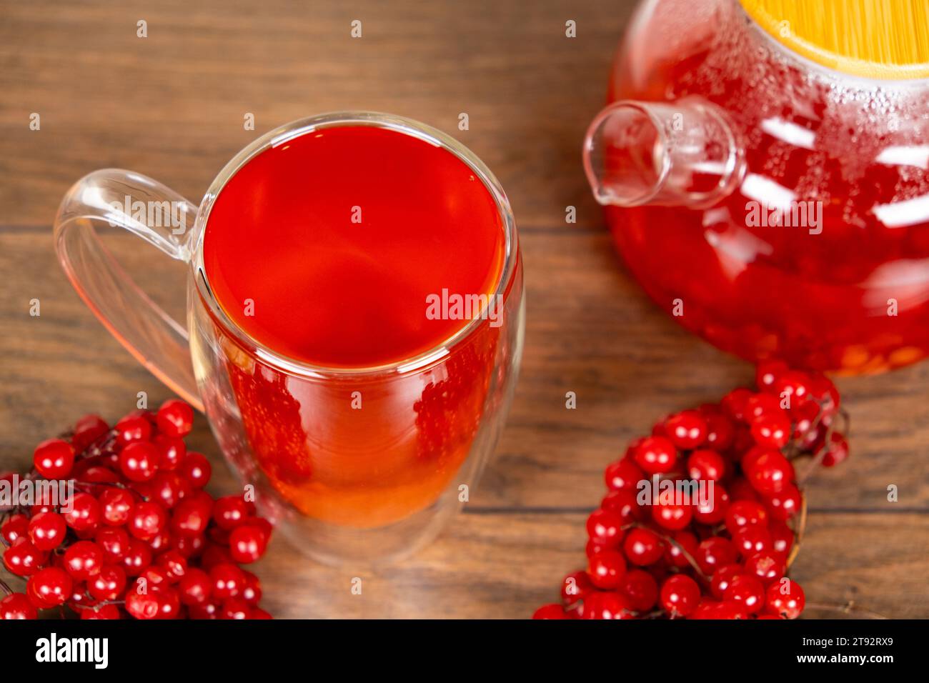 Berry viburnum tea in a cup and teapot. Making Healthy Vitamin Tea ...