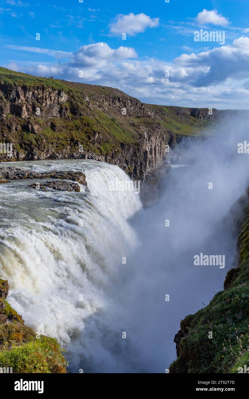 Landscape of the Godafoss famous waterfall in Iceland. The breathtaking ...