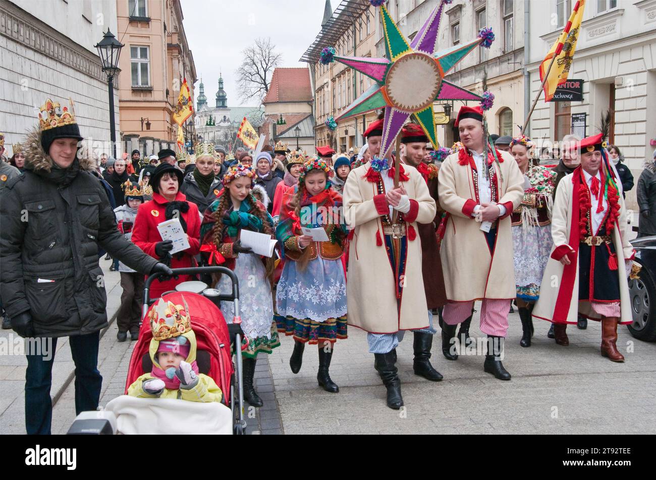 People wearing Krakow region costumes, singing Christmas Carols ...