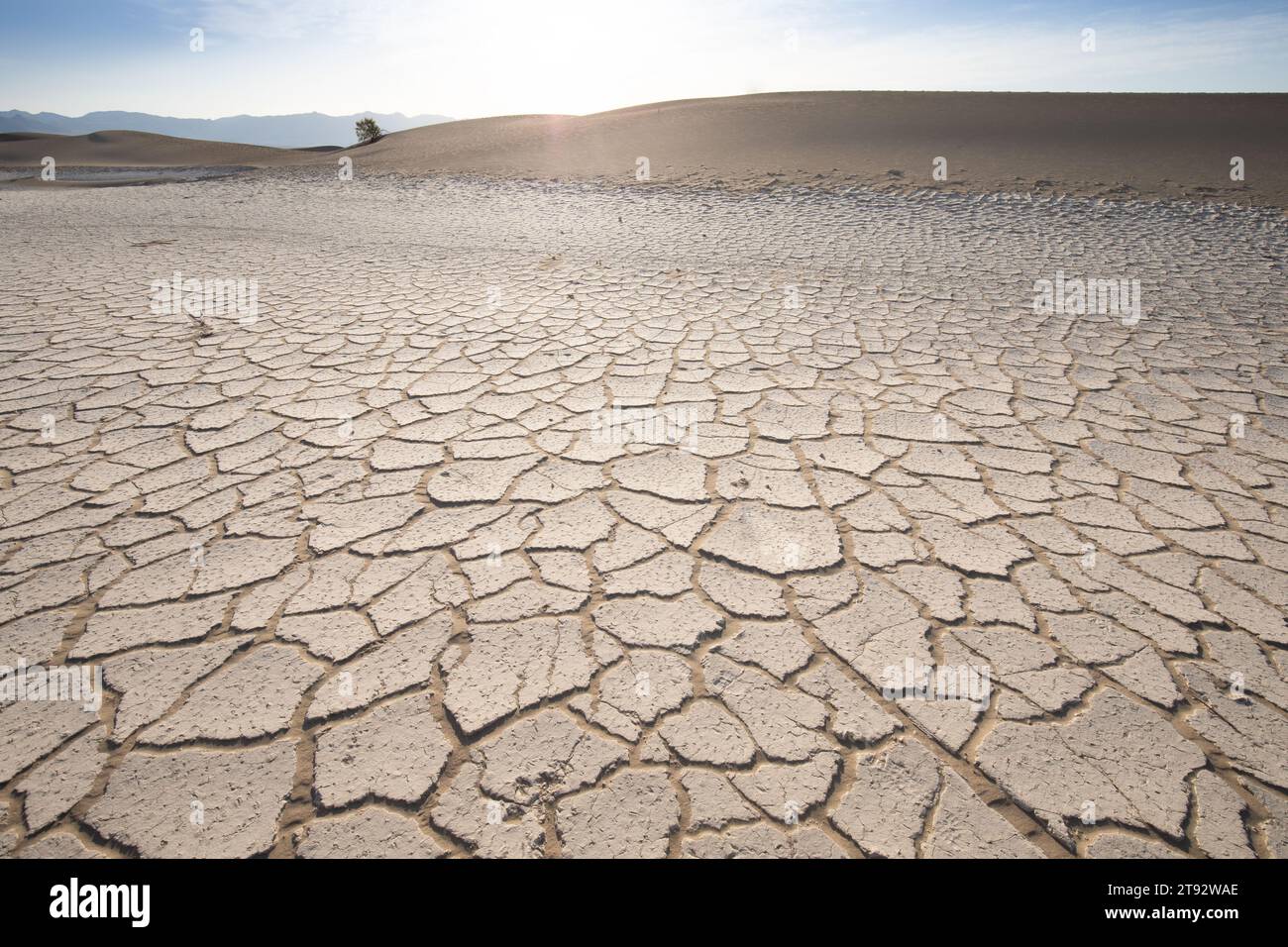 Cracked soil and curved river as water sources. Global warming concept ...
