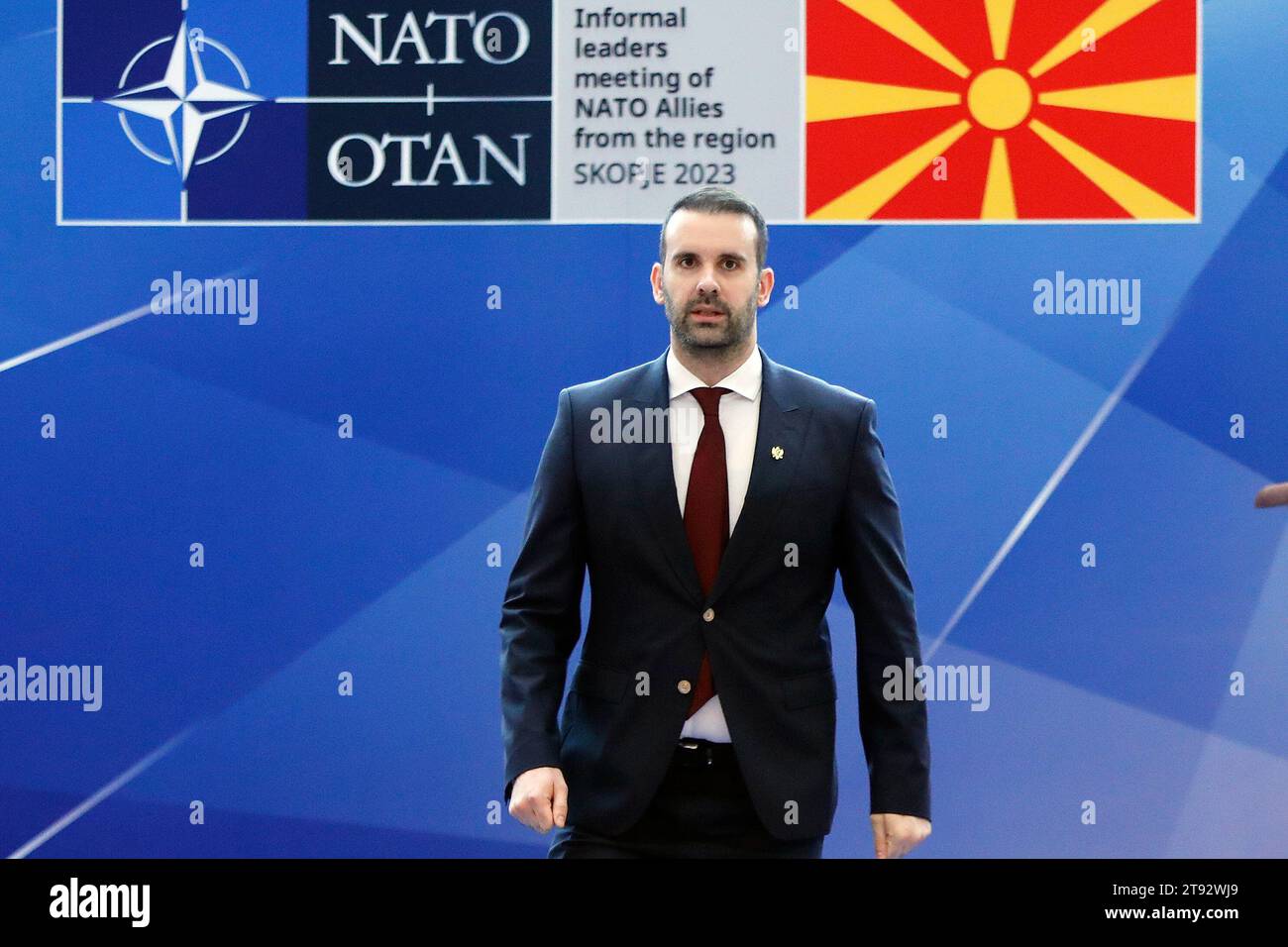 Montenegro's Prime Minister Milojko Spajic arrives for the meeting with ...